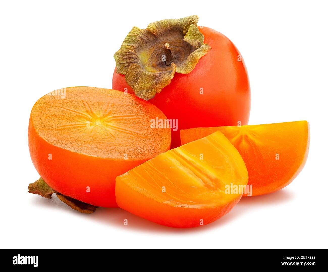 sliced persimmon path isolated on white Stock Photo - Alamy