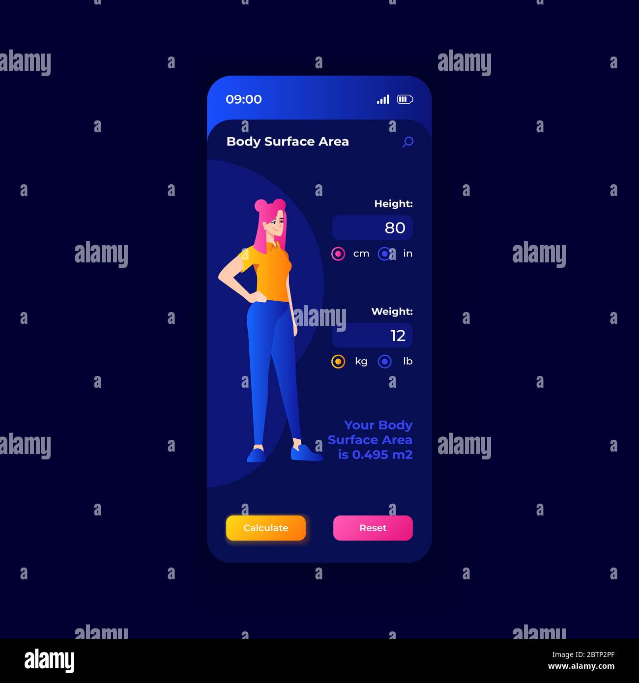 Patient parameters calculation smartphone interface vector template ... Patient parameters calculation smartphone interface vector template ...
