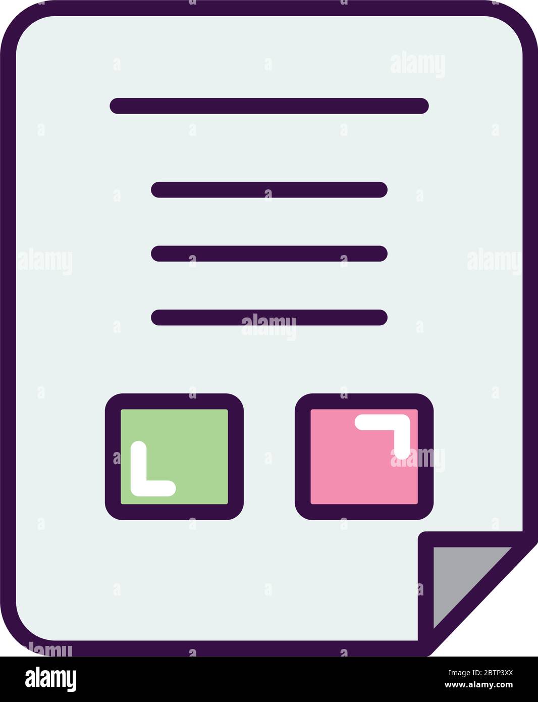 test document icon over white background, line color style, vector ...
