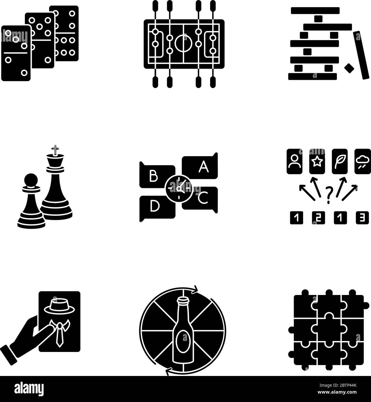 Party games black glyph icons set on white space Stock Vector Image ...