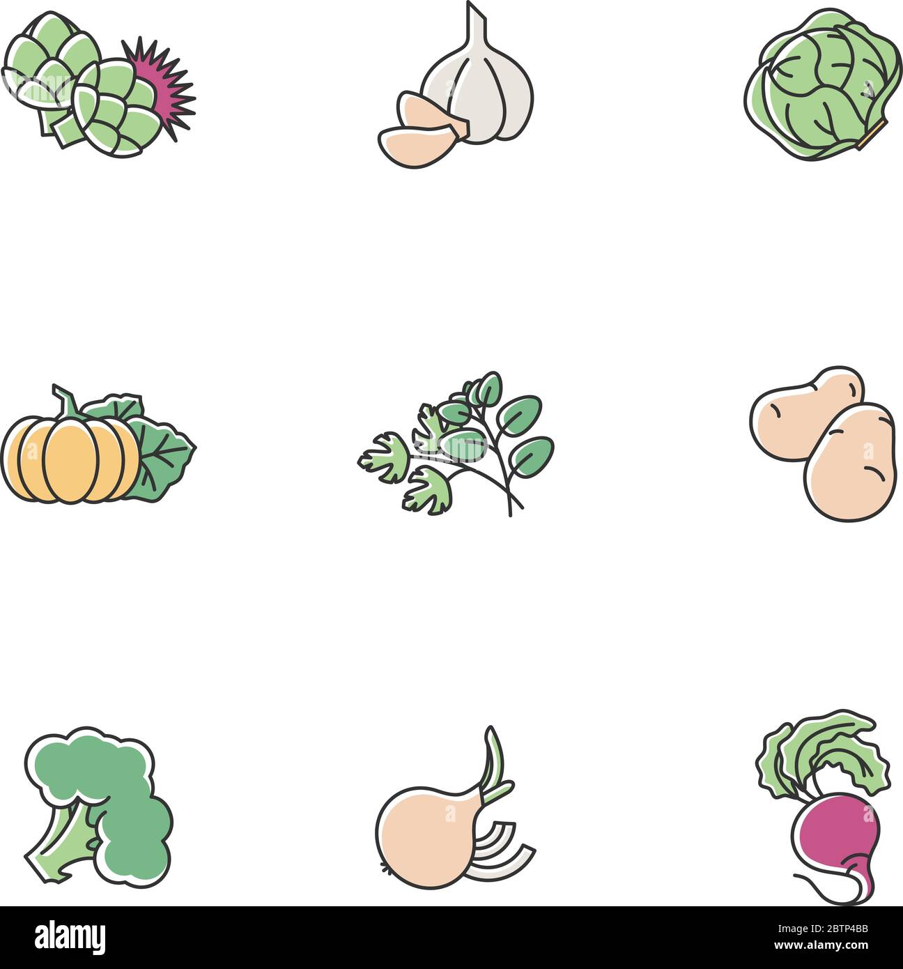 Vegetarian food RGB color icons set Stock Vector Image & Art - Alamy