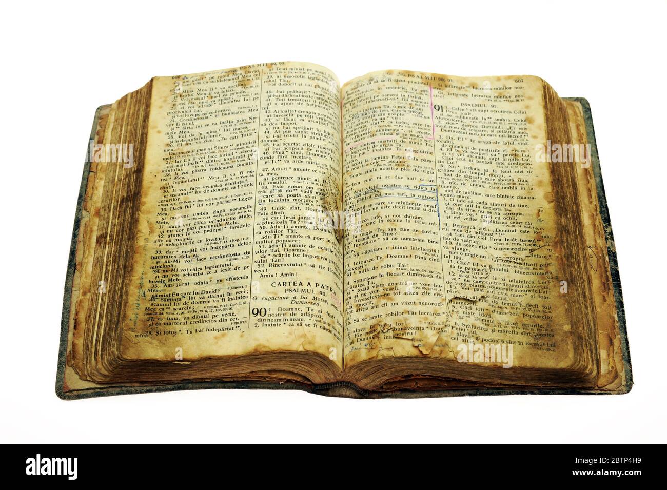 Very old open bible book isolated on white Stock Photo - Alamy