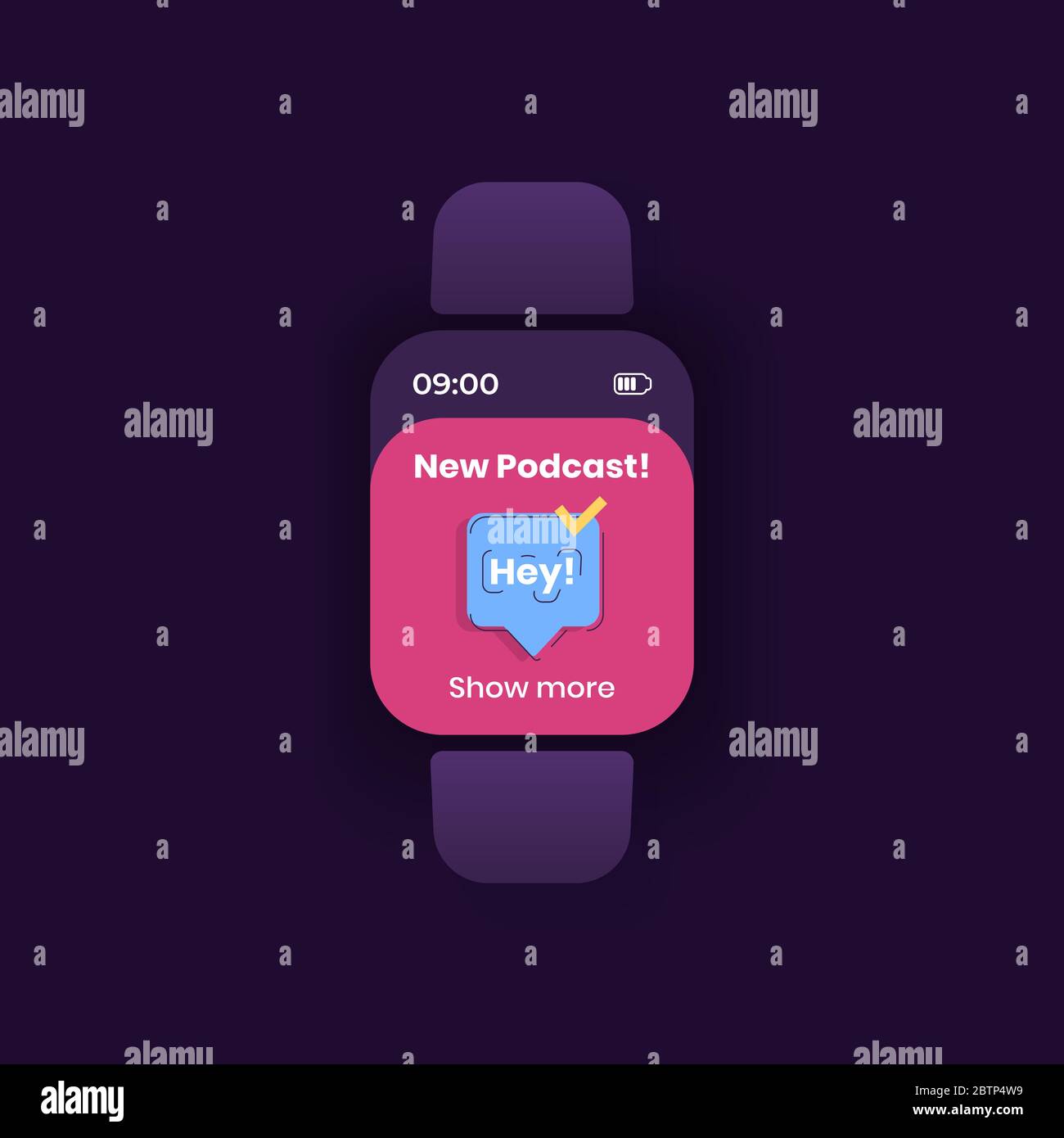 Podcasts update smartwatch interface vector template Stock Vector Image ...