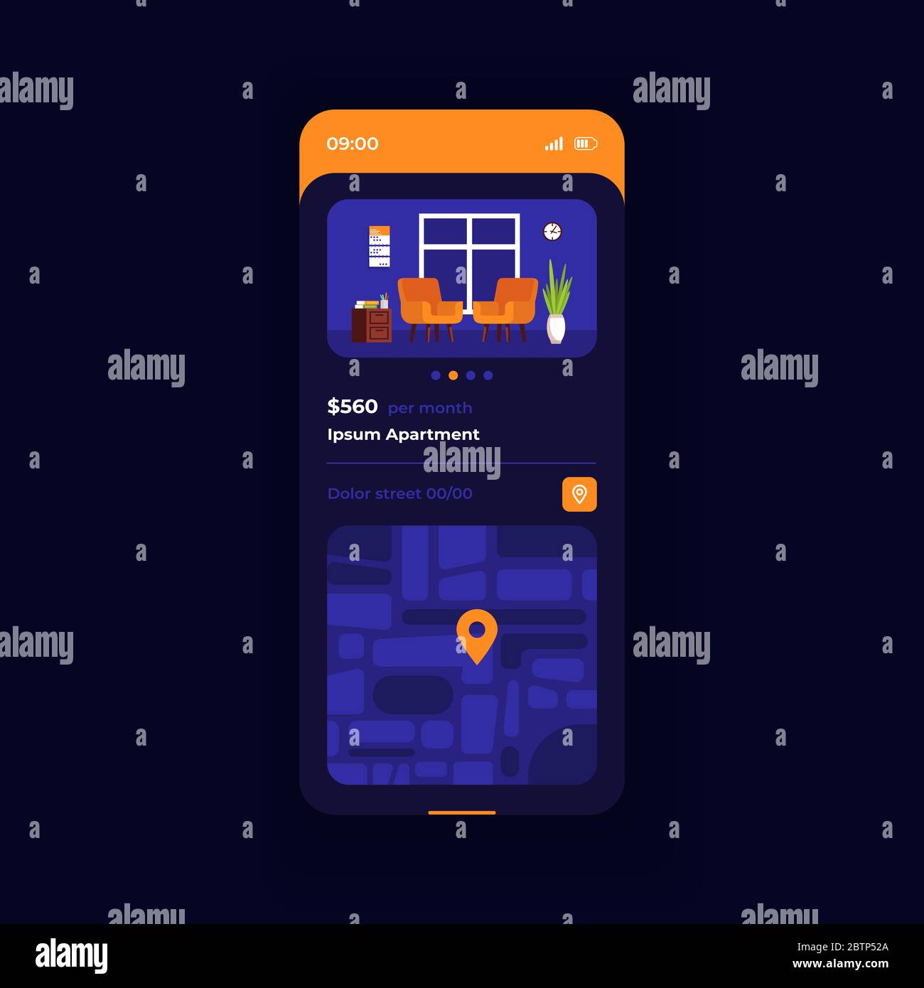 Apartment search smartphone interface vector template Stock Vector ...