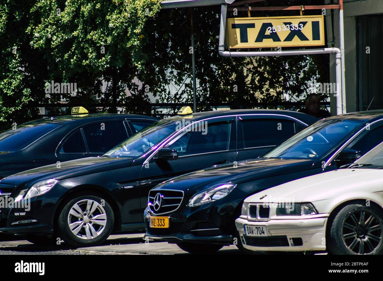 Limassol Cyprus May 26, 2020 View of a traditional Cypriot taxi rolling ...