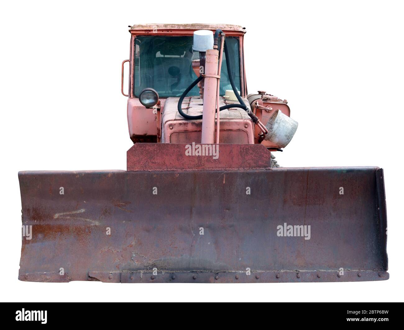 Rusty steel bucket of an ancient old red bulldozer Stock Photo - Alamy