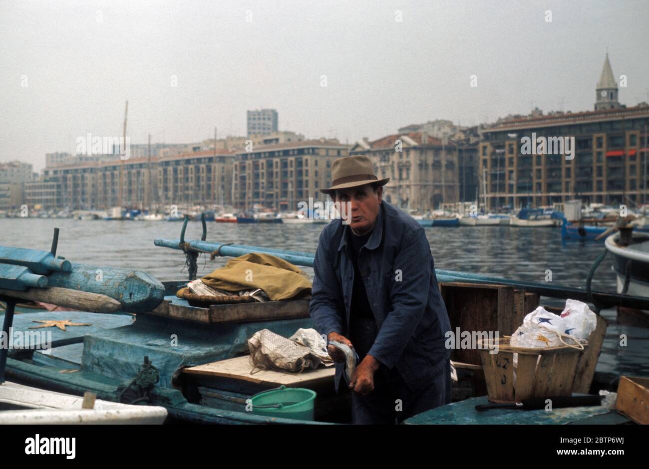 French fisherman in the port of Marseille, France - pictured in 1974 ...