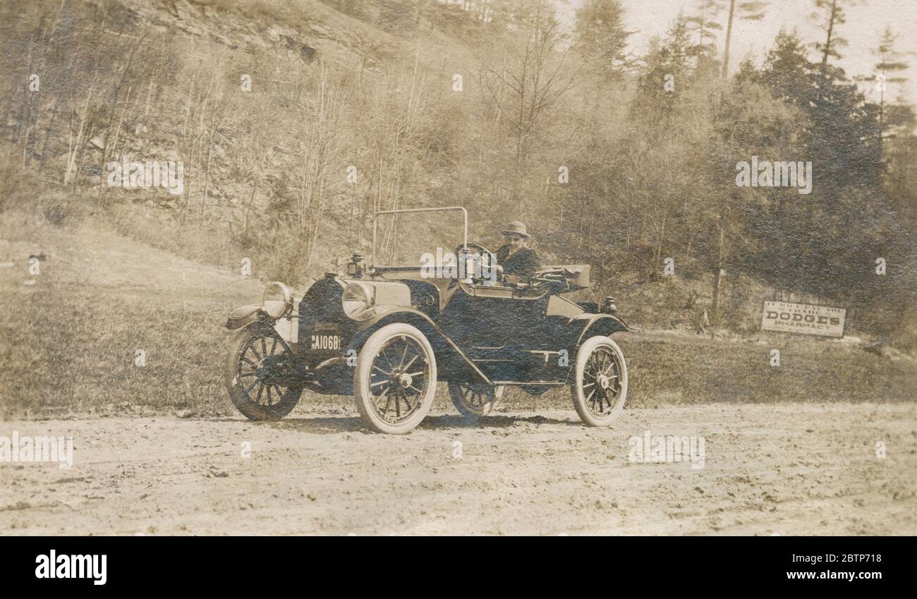 Antique April 1913 photograph, New Hampshire man “on the road to ...