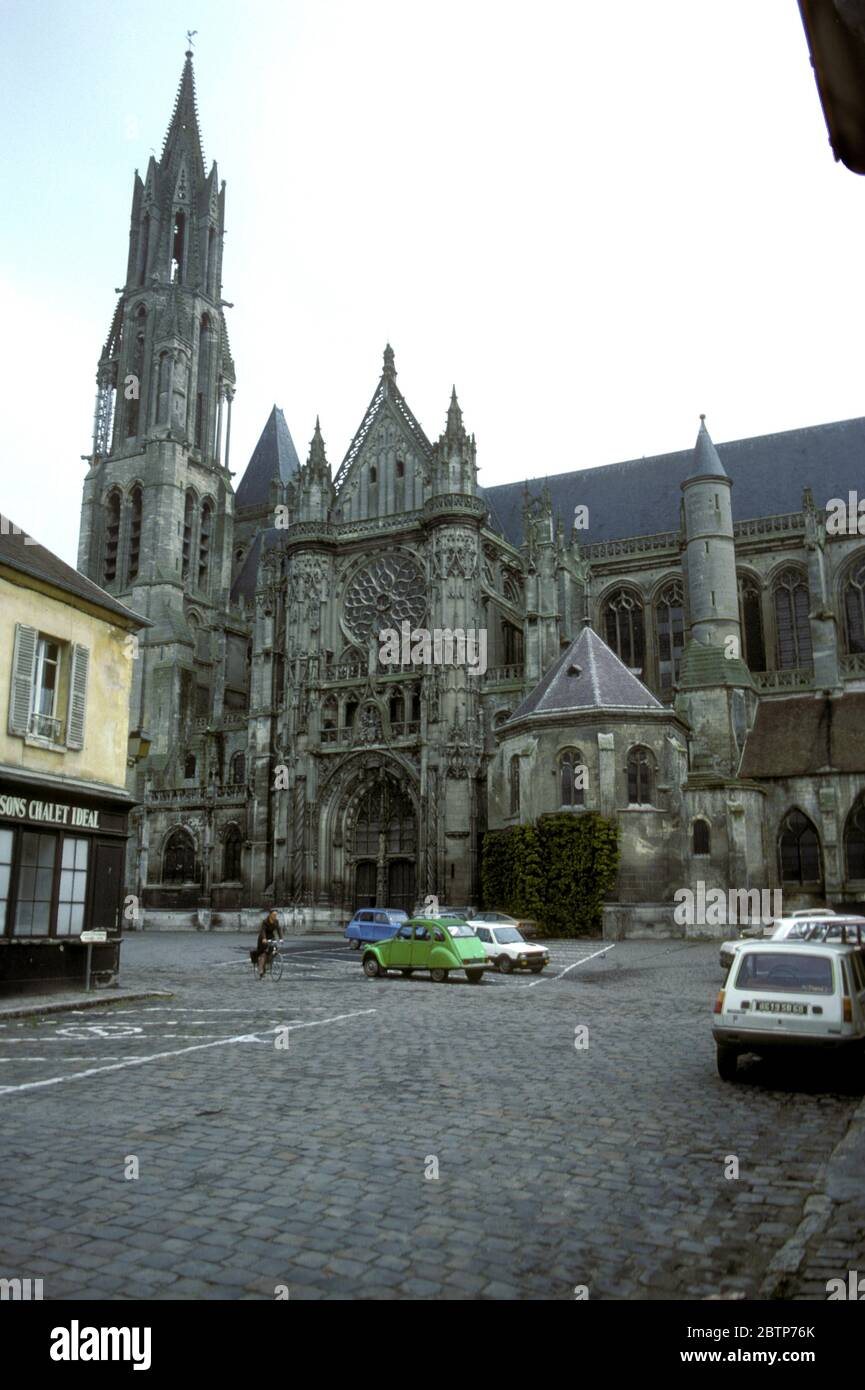 12th century Senlis Cathedral, Notre-Dame de Senlis, France pictured in ...