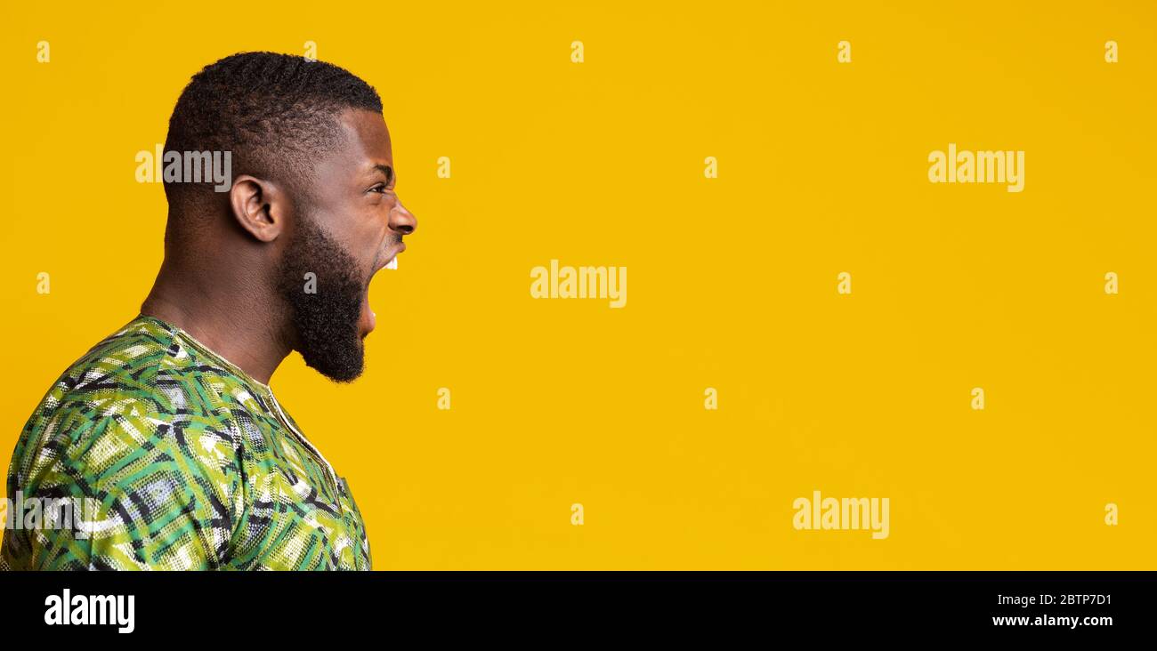 Side view angry man shouting hi-res stock photography and images - Alamy