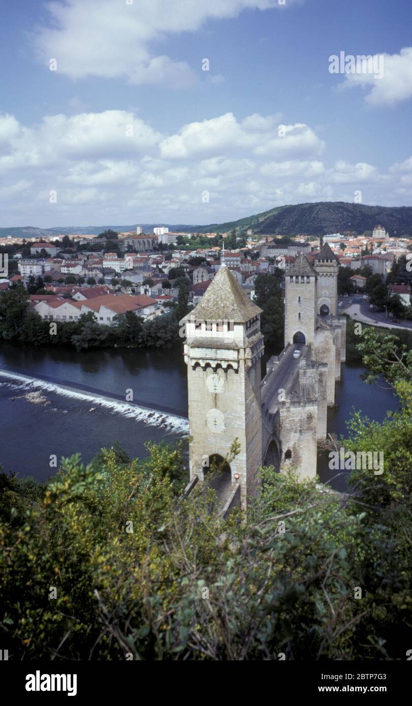 The 14th century Pont Valentré bridge in Cahors, France pictured in ...