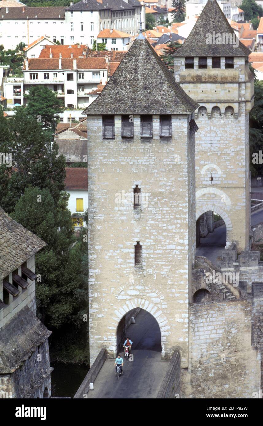 The 14th century Pont Valentré bridge in Cahors, France pictured in ...