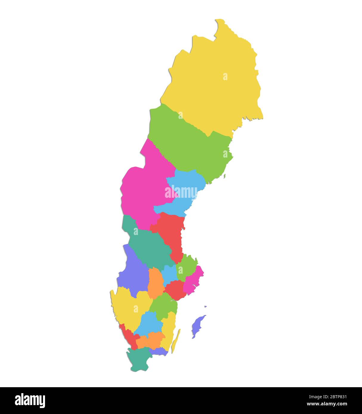 Sweden map, administrative division with names, colors map isolated on ...