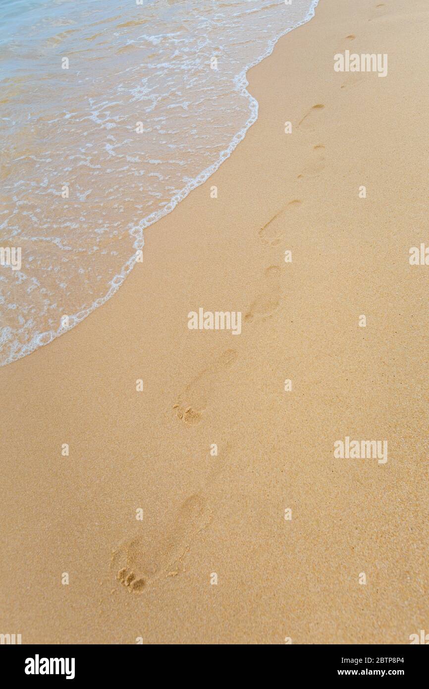 Footsteps on the sand - wild Cua Can beach on tropical Phu Quoc island ...