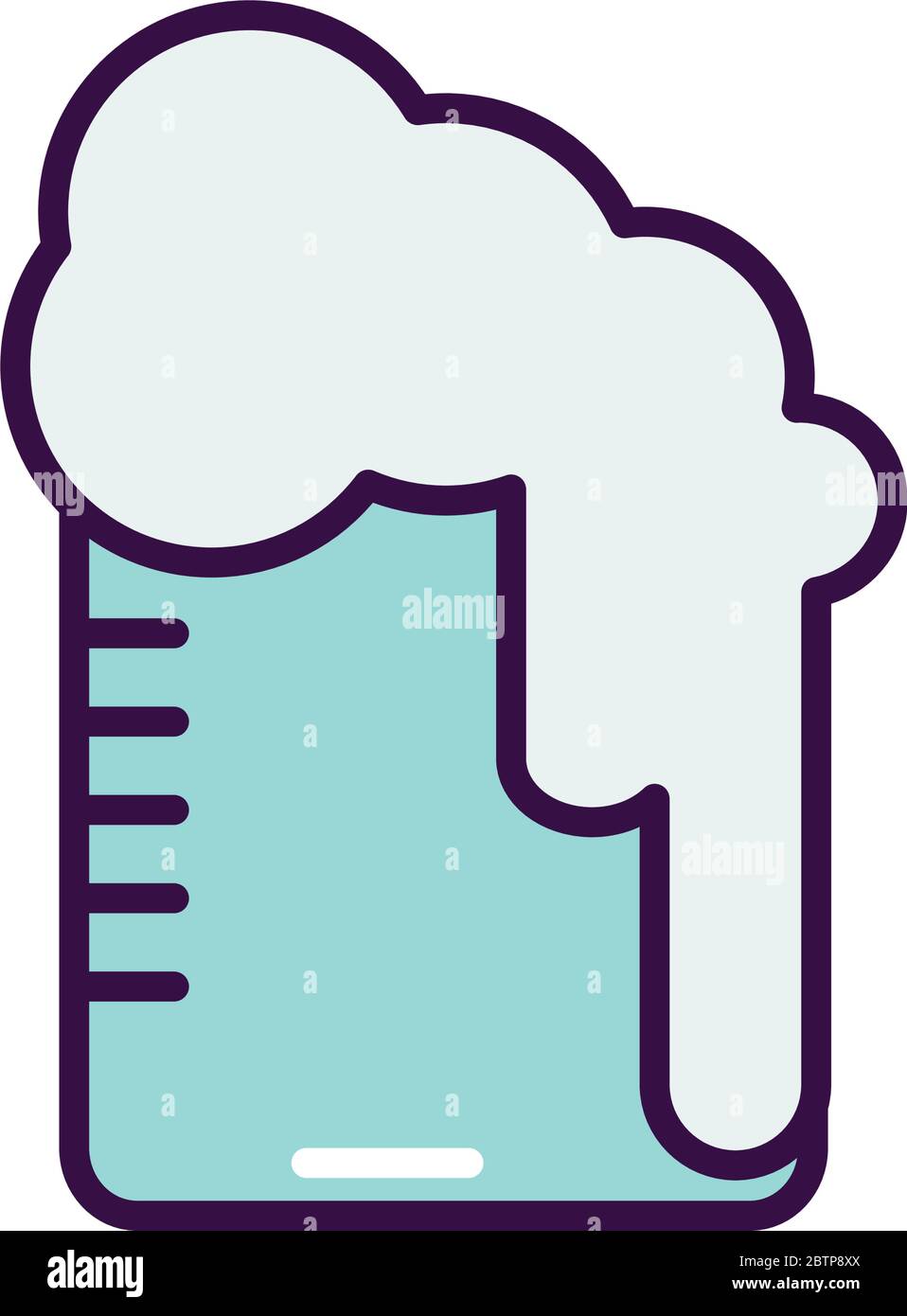 chemical beaker with foam icon over white background, line color style ...