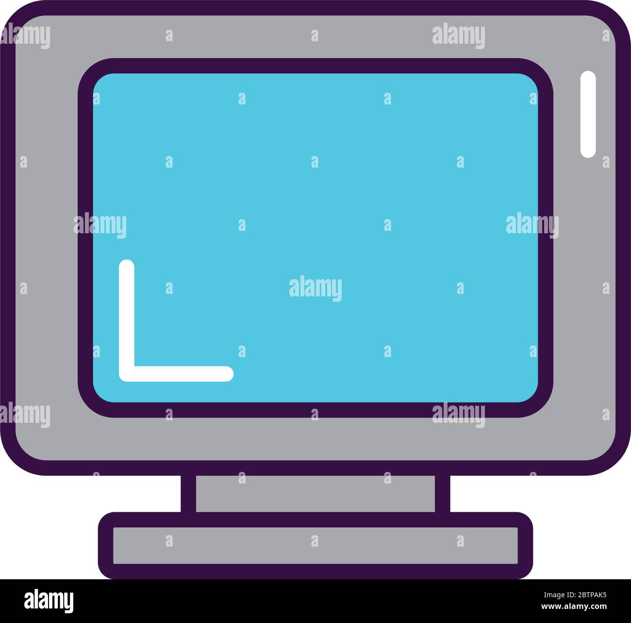 Computer monitor icon over white background, line color style, vector ...