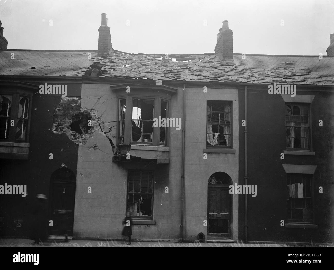 Bombardment of Hartlepool . Damage by shell fire on private house ...