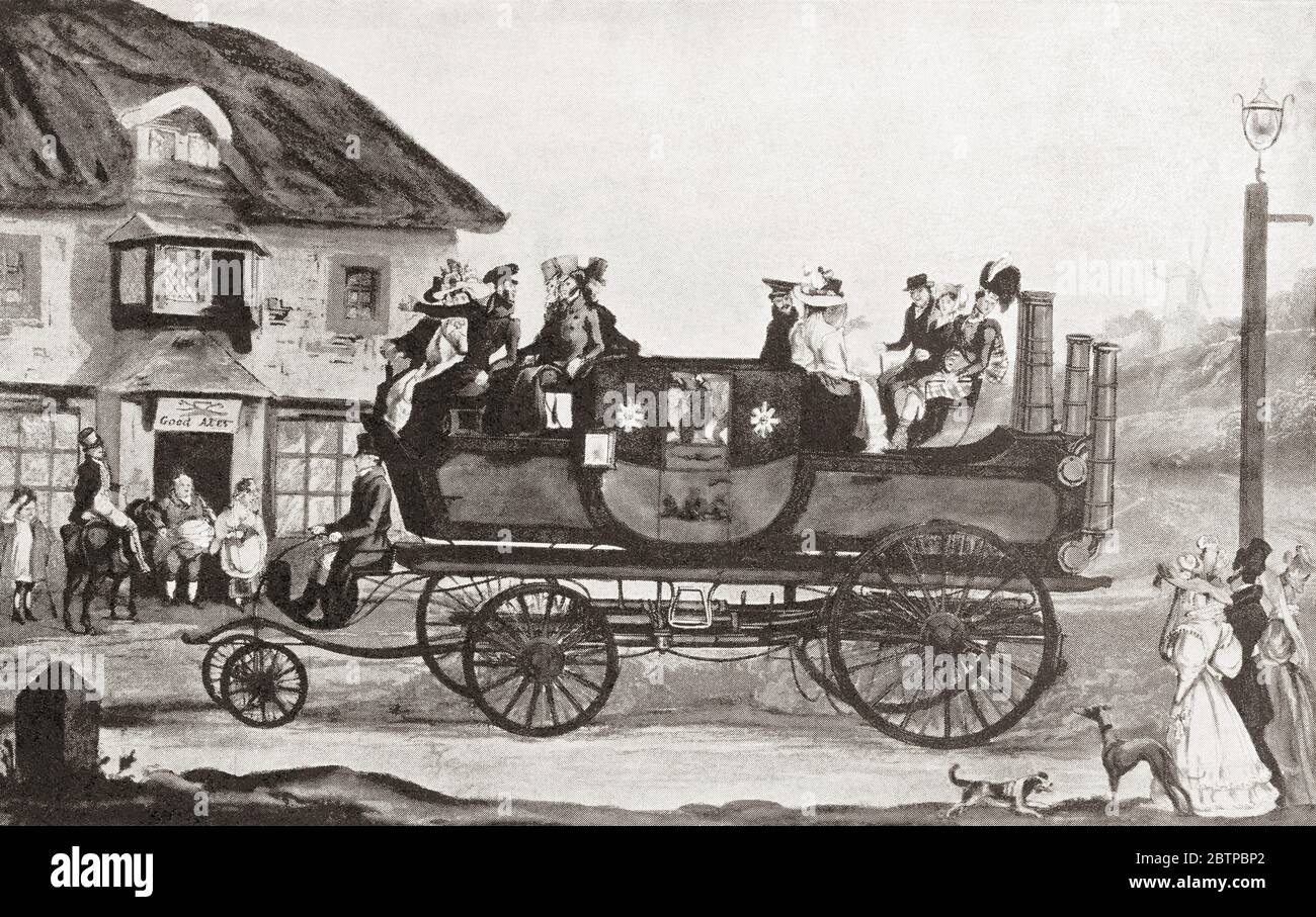 Goldsworthy Gurney's Steam Coach, 1833. From Motors and Motor-Driving ...