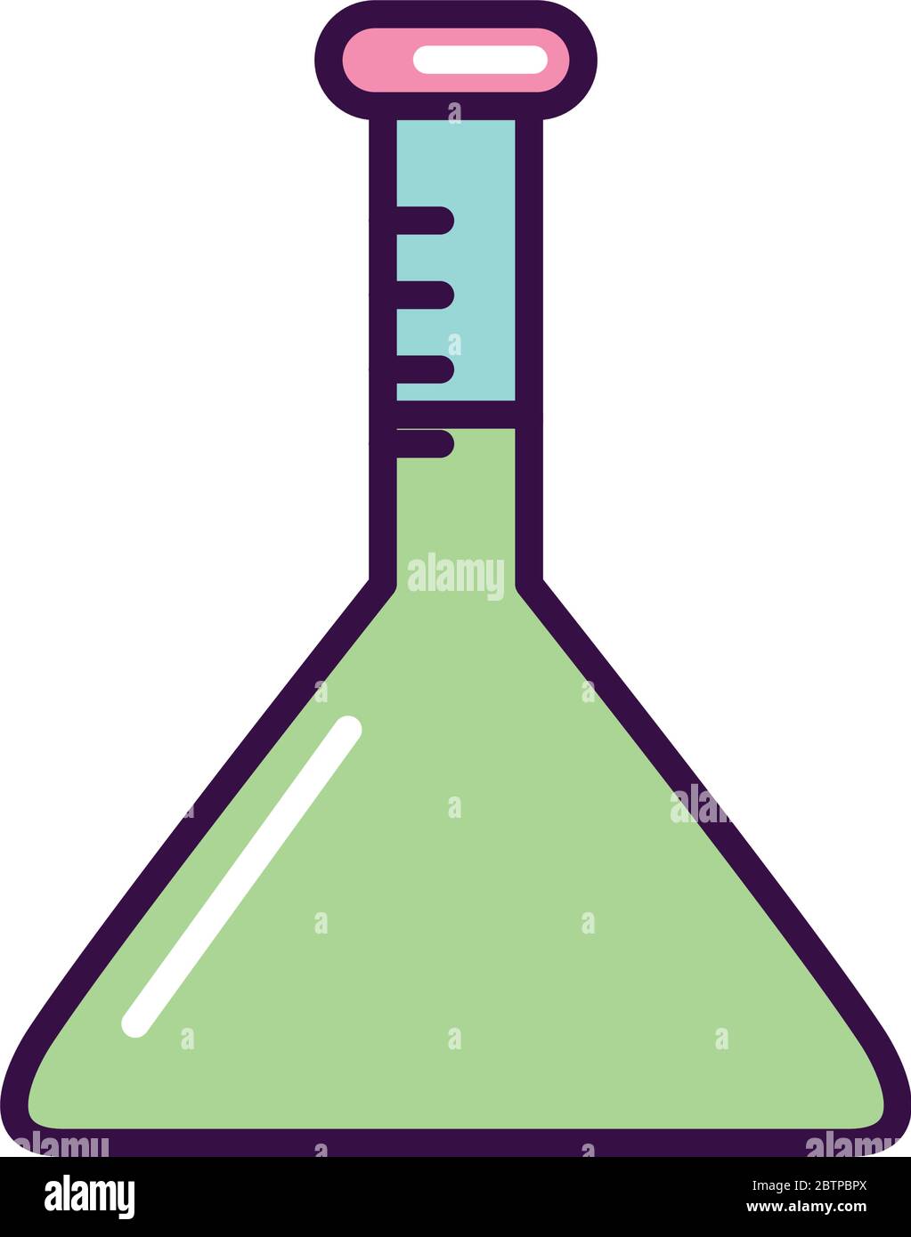 chemical conical flask icon over white background, line color style ...