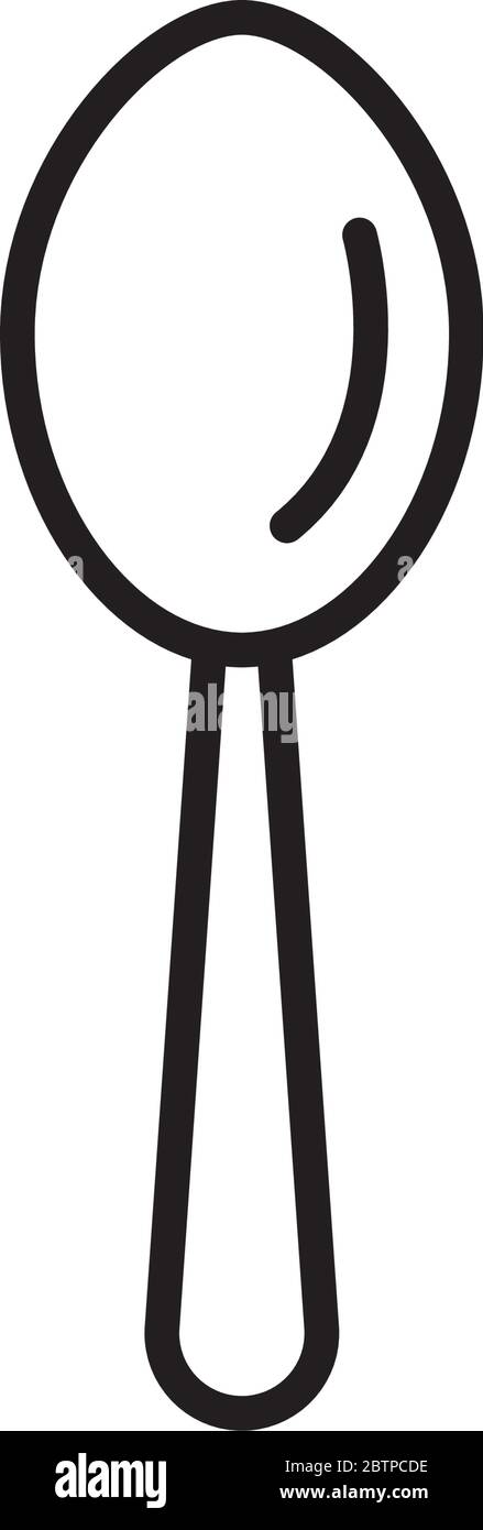 kitchen spoon icon over white background, line style, vector ...