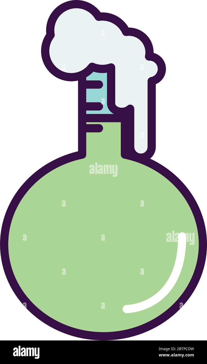 chemical flask with foam icon over white background, line color style ...