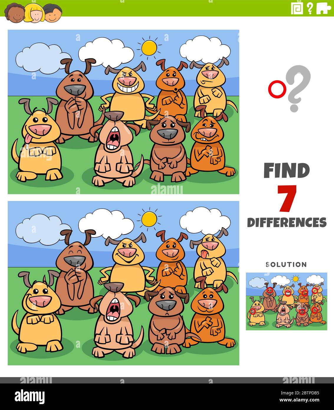 Cartoon Illustration of Finding Differences Between Pictures ...