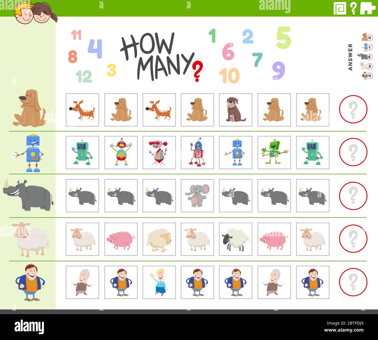 Illustration of Educational Counting Game for Preschool Children with ...