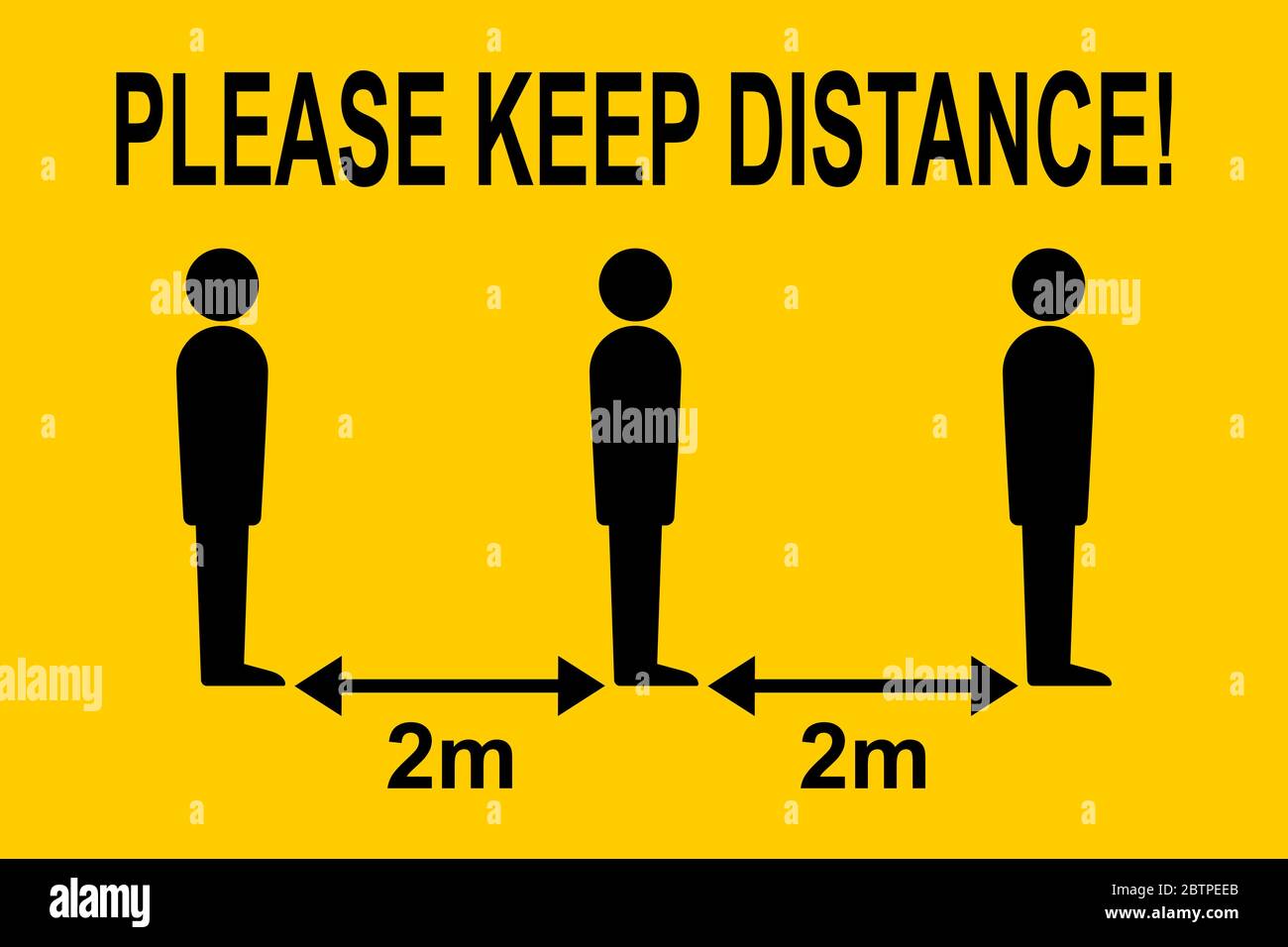 Social distancing sign with three simple people and arrow lines. Keep ...