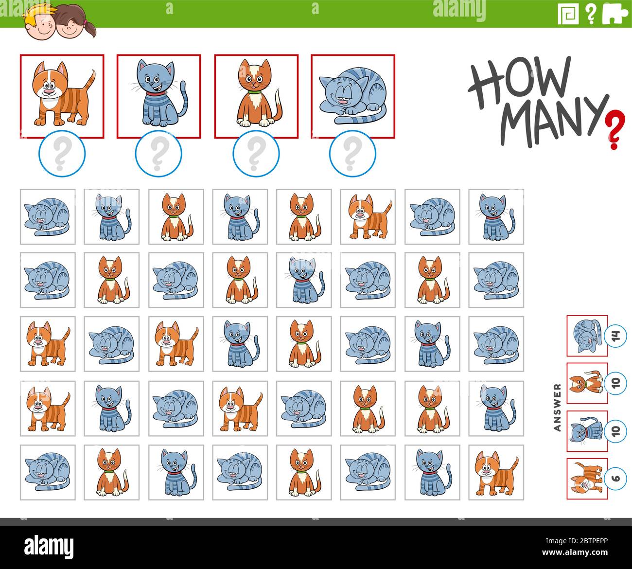 Illustration of Educational Counting Game for Children with Cartoon ...