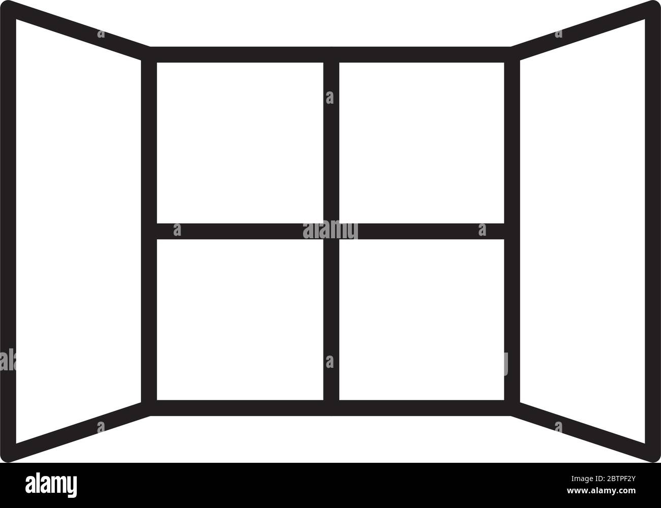 opened window icon over white background, line style, vector ...