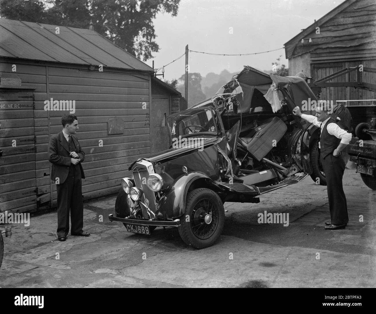 Car crash in Farningham . 1936 Stock Photo - Alamy