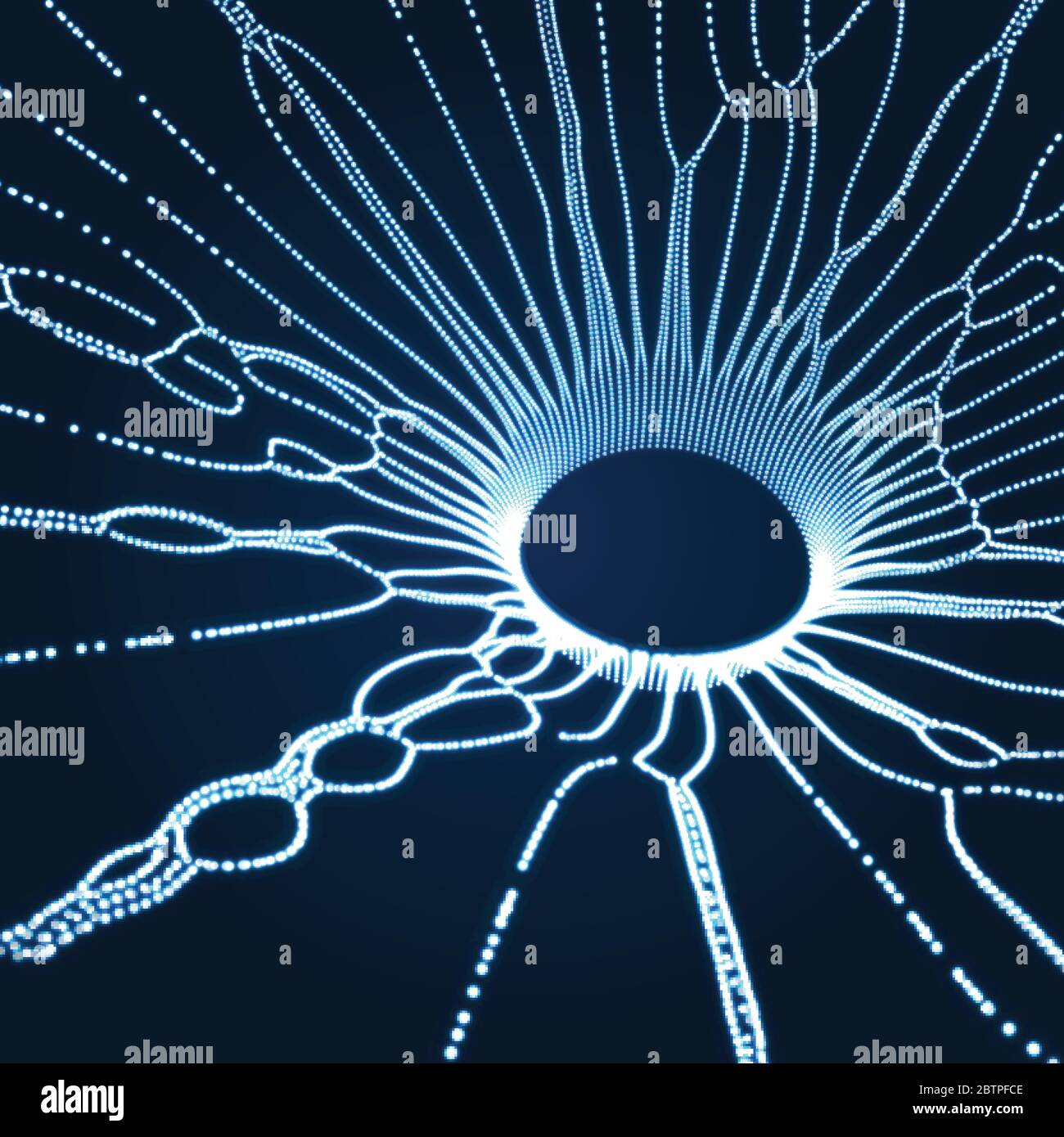 Space vortex. Black hole made from Flying Particles. Abstract ...