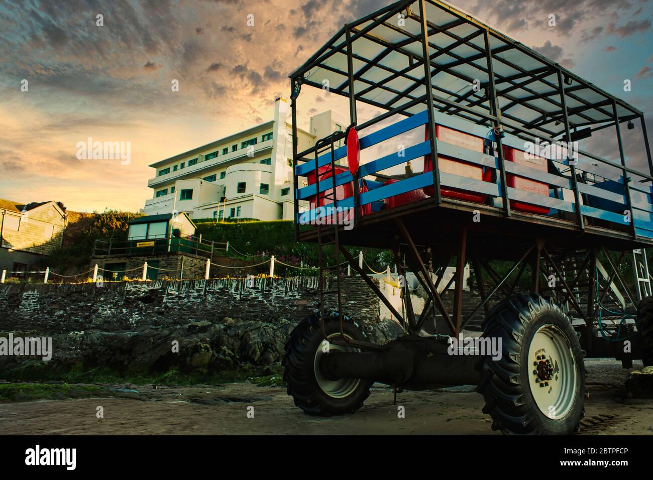 Sea tractor at Burgh island, Bigbury Bay, Devon, UK Stock Photo - Alamy
