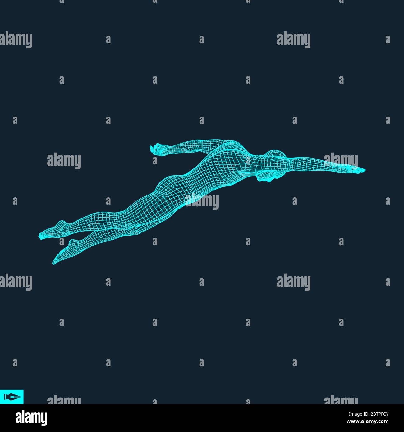 3D Swimming Man. Vector Image of a Swimmer. Human Body. Sport Symbol ...