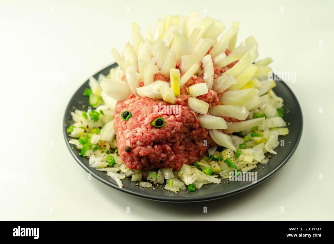 Traditional German dish called Mettigel, Mett served as a Mett hedgehog ...