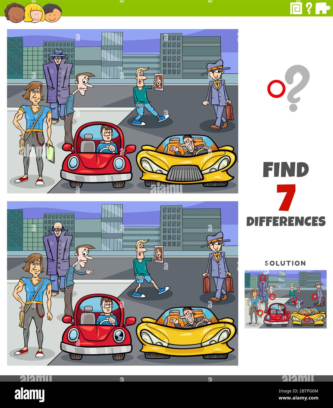Cartoon Illustration of Finding Differences Between Pictures ...