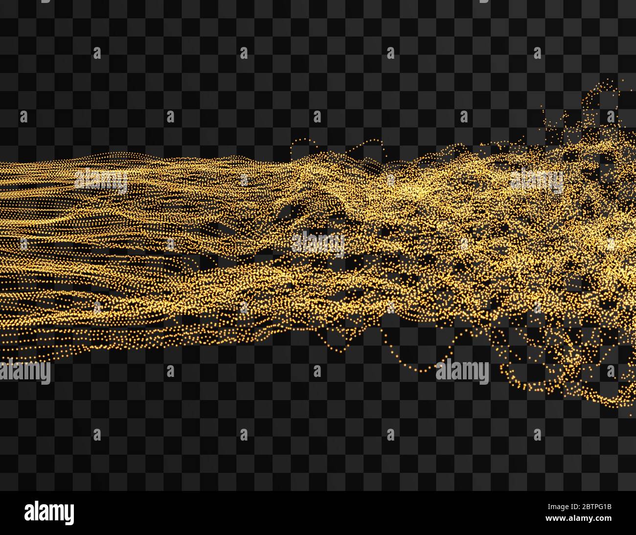 Array with dynamic particles. Wavy background. Composition with motion effect. Abstract vector ...