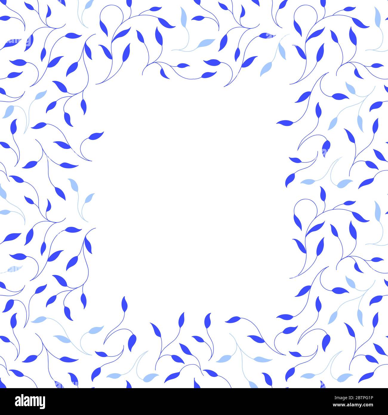 Square frame of blue branches. White background Stock Vector Image ...