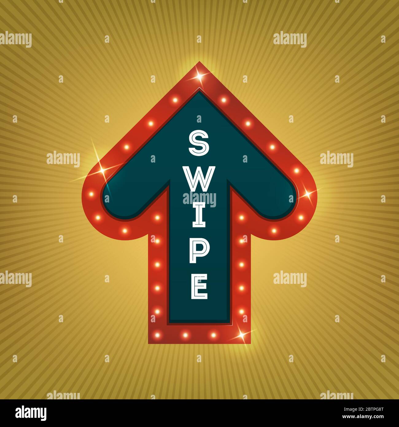 Up arrow with swipe inscription in retro style, realistic style Stock ...