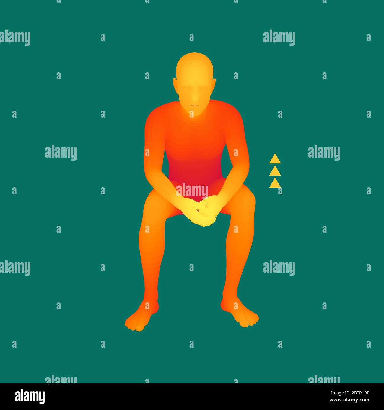 Man in a Thinker Pose. 3D Model of Man. Business, Science, Psychology ...