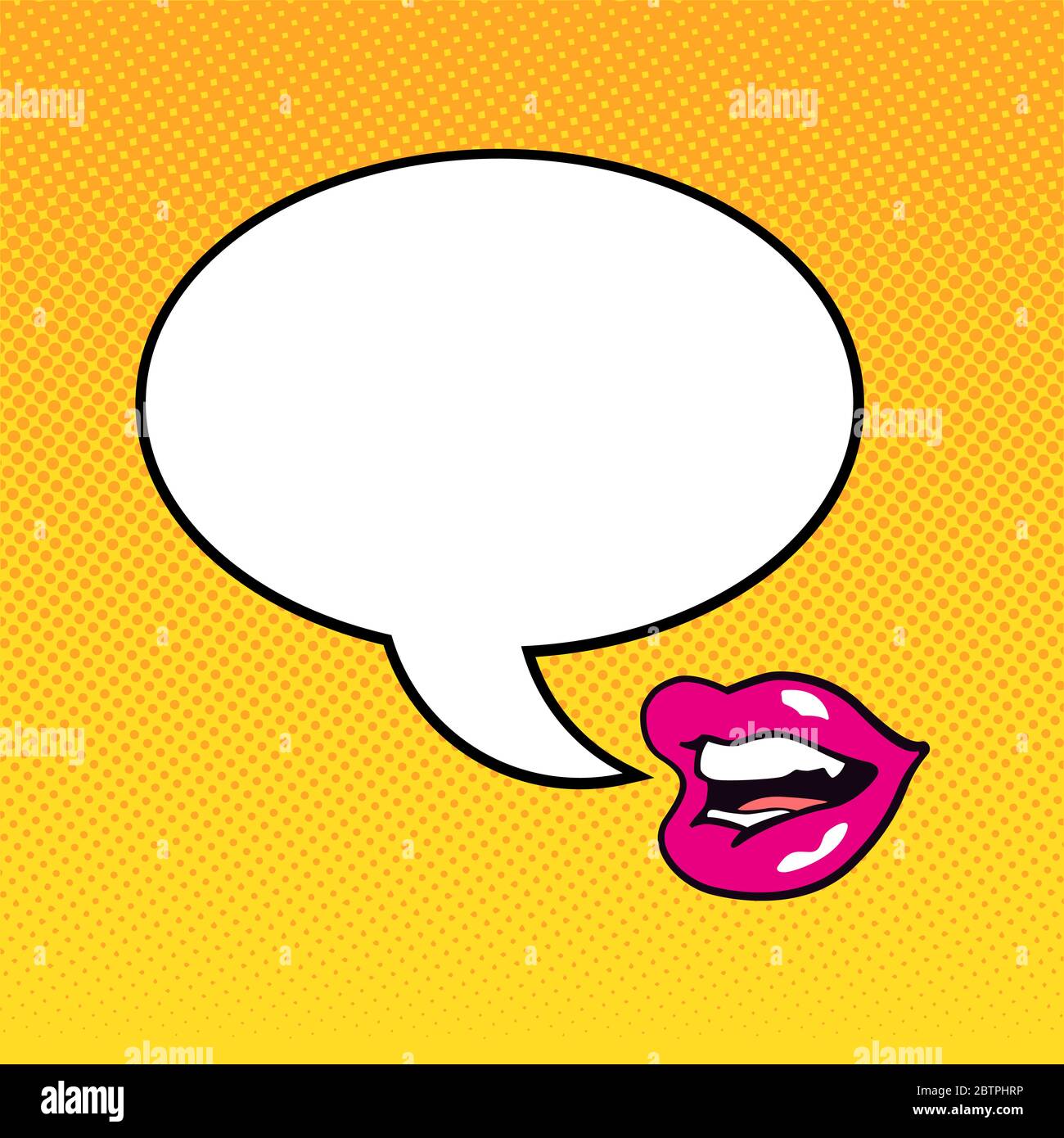 Talking female lips with a dialog cloud in pop art style Stock Vector ...