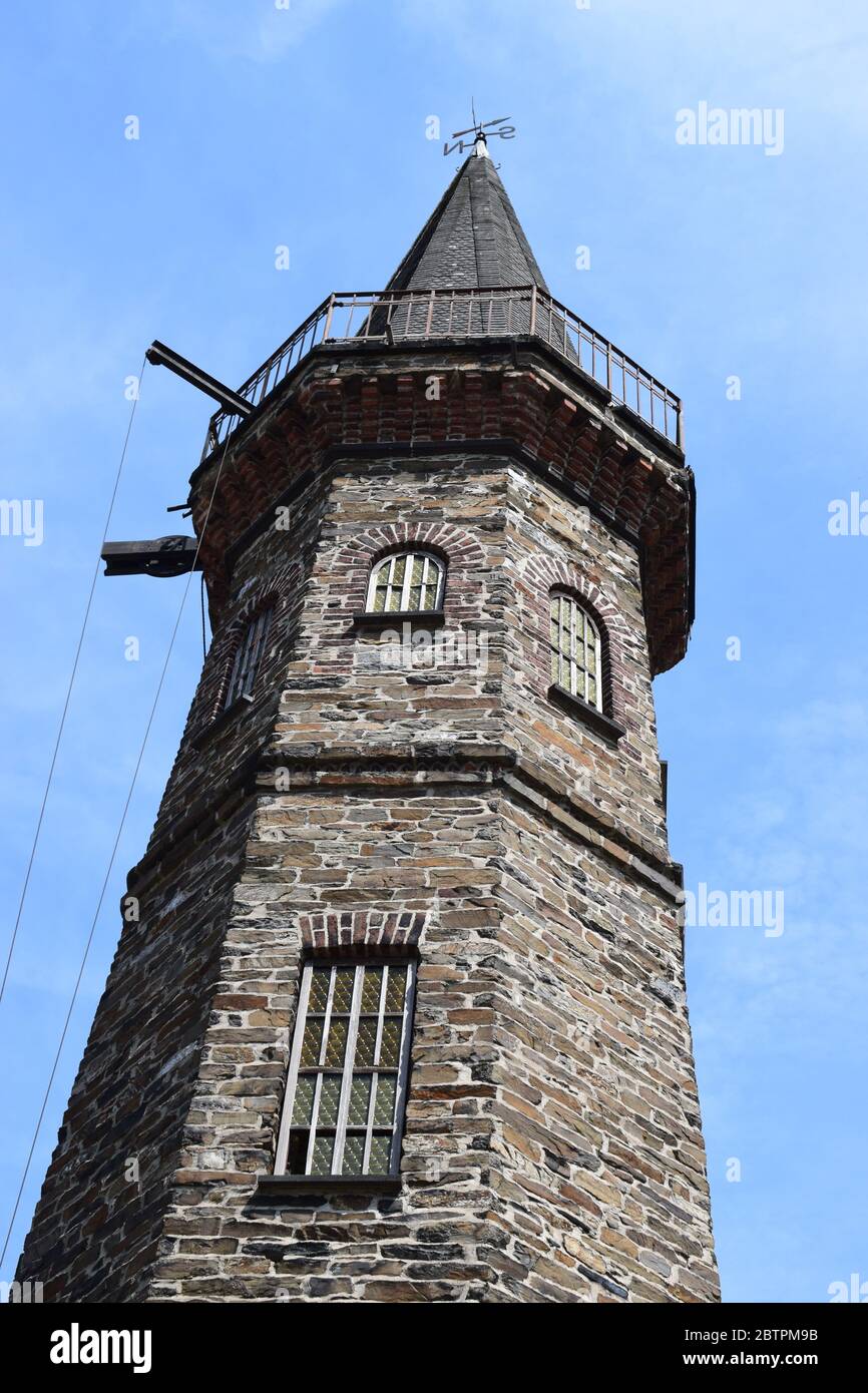medieval ferry tower in Hatzenport, Mosel valley in Germany Stock Photo ...