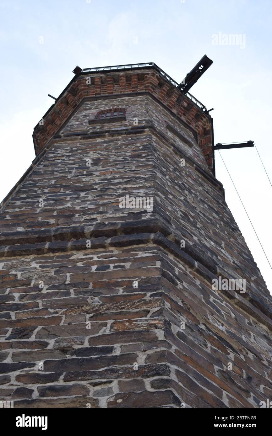 medieval ferry tower in Hatzenport, Mosel valley in Germany Stock Photo ...