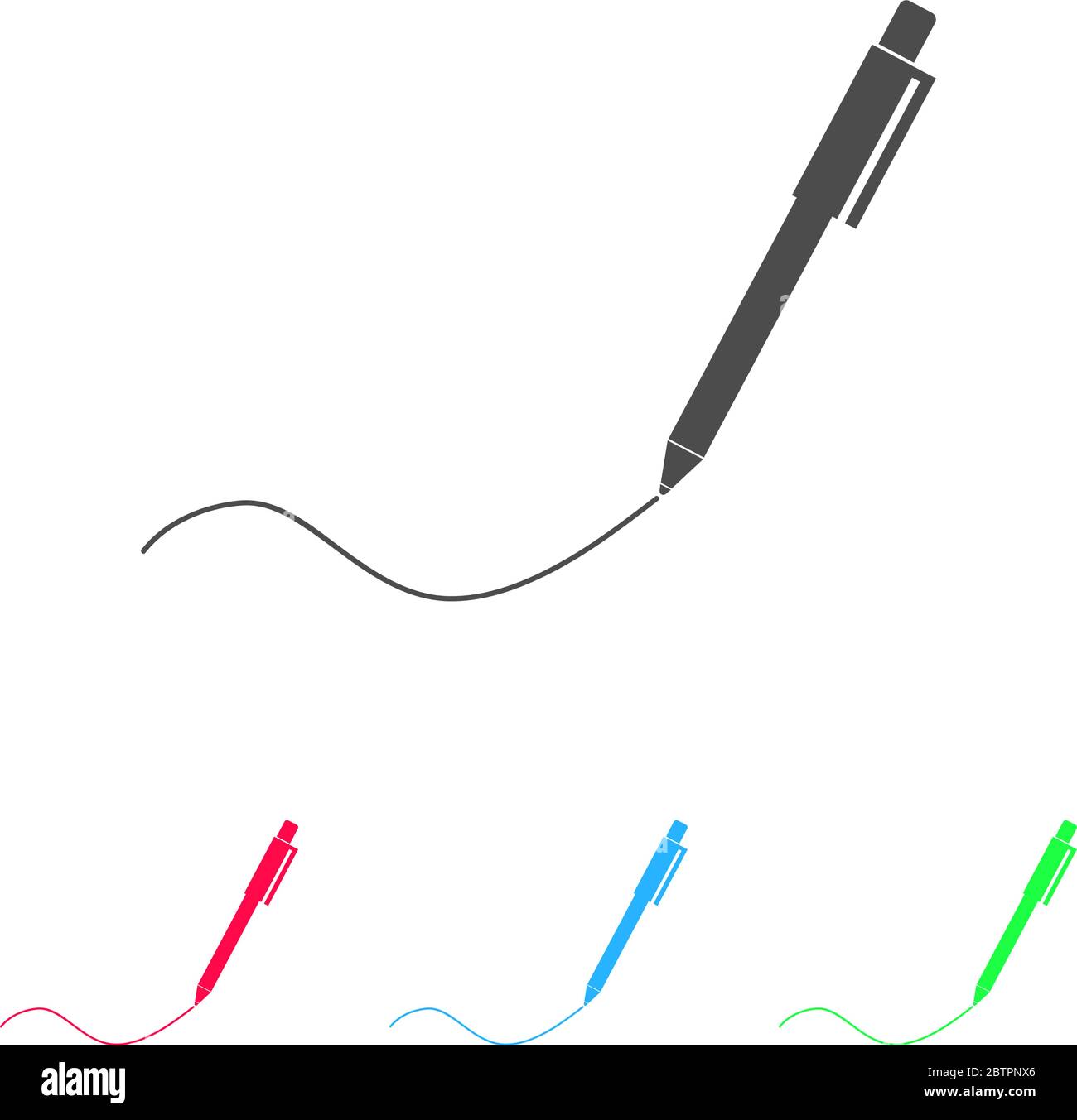 Pen icon flat. Color pictogram on white background. Vector illustration ...