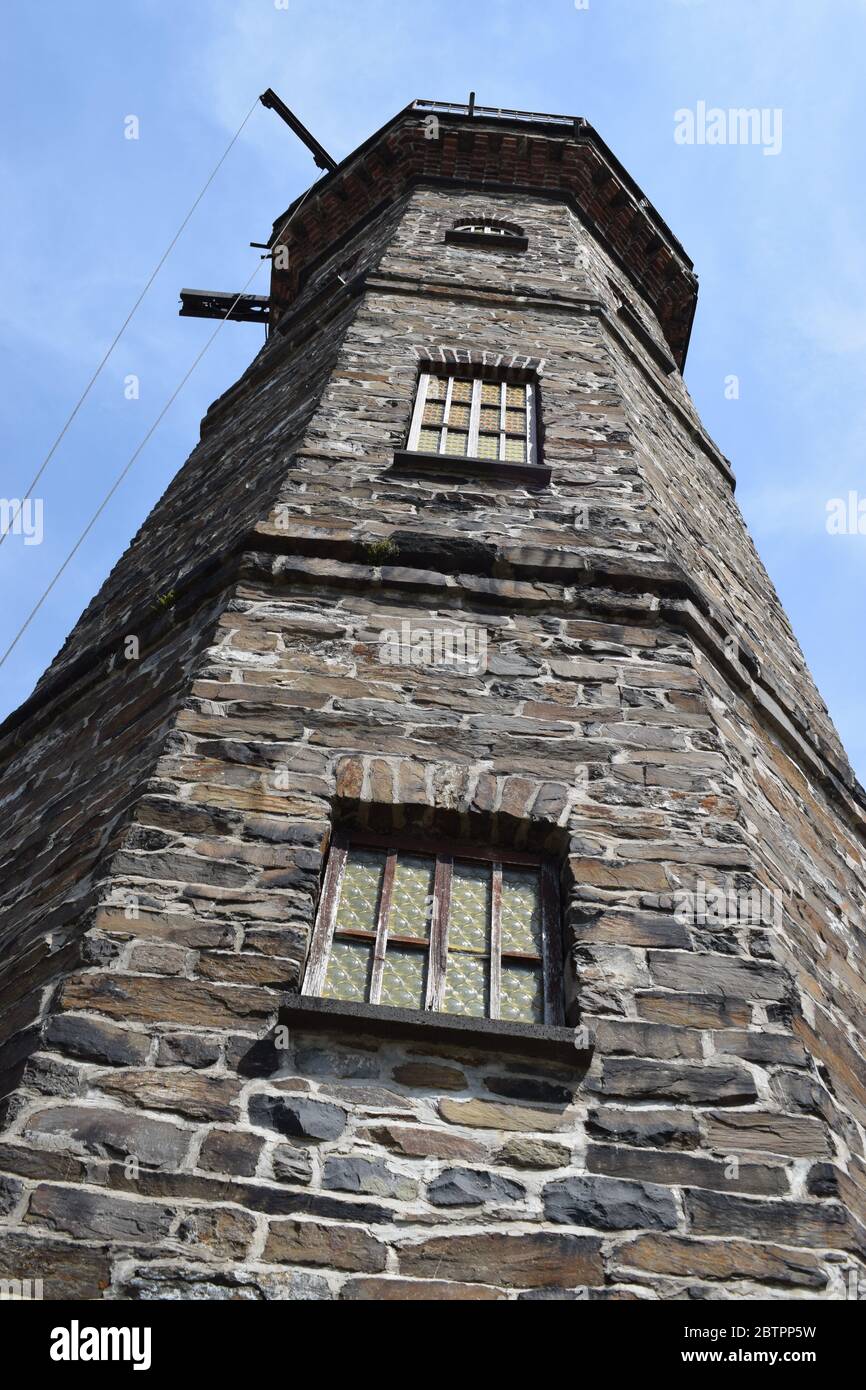 medieval ferry tower in Hatzenport, Mosel valley in Germany Stock Photo ...