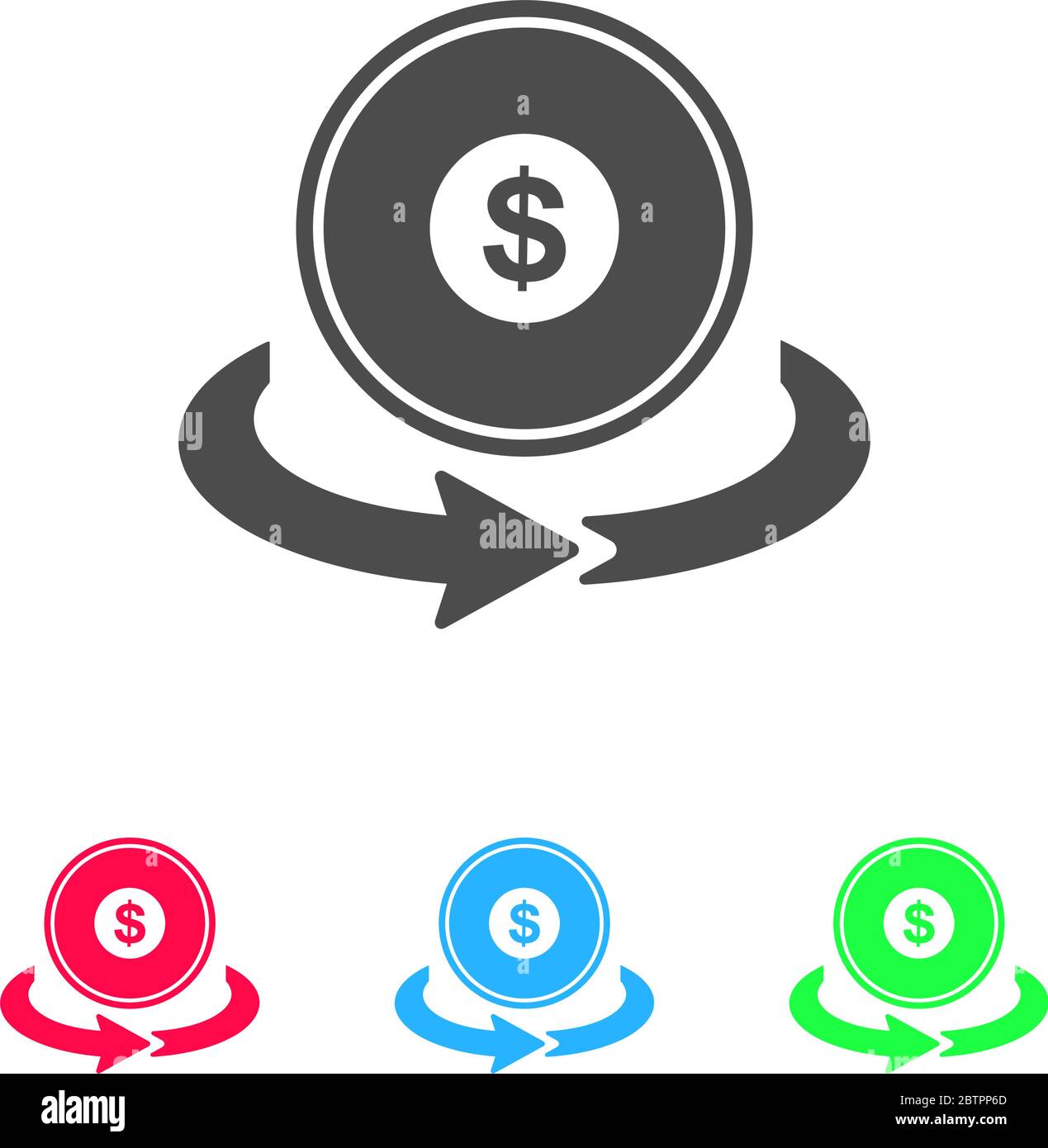 Money transfer icon flat. Color pictogram on white background. Vector ...