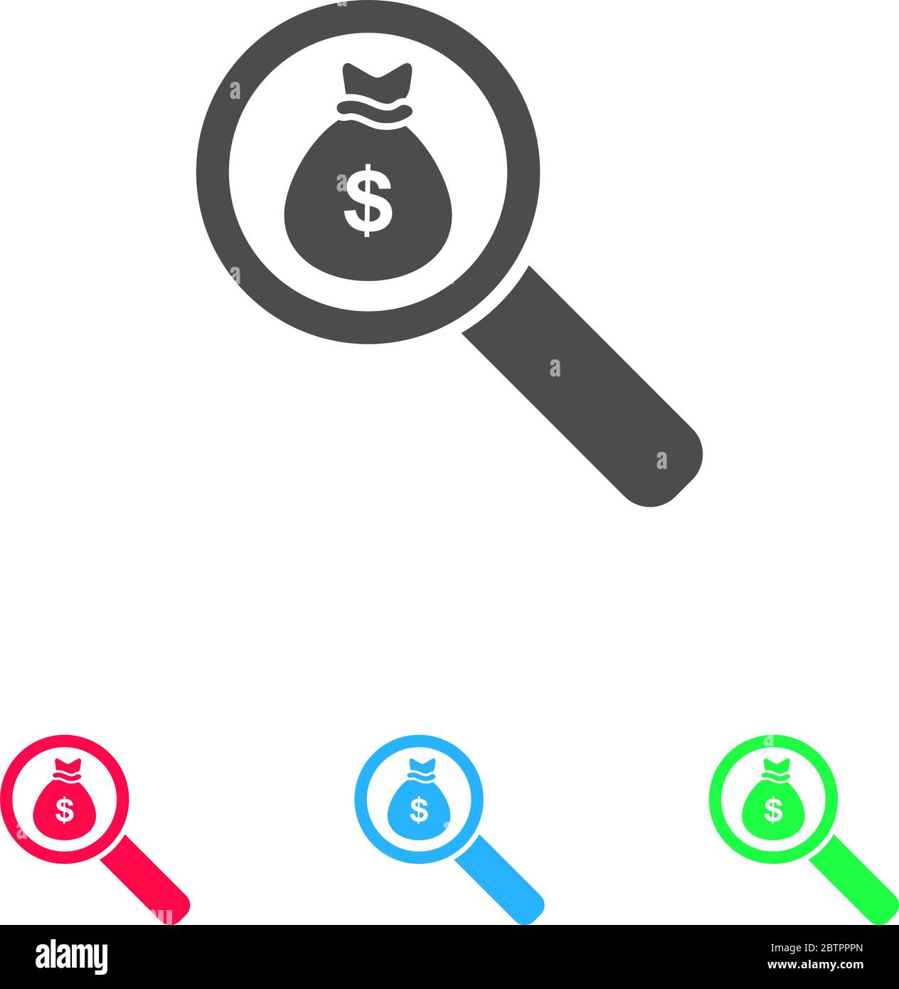 Search money icon flat. Color pictogram on white background. Vector ...