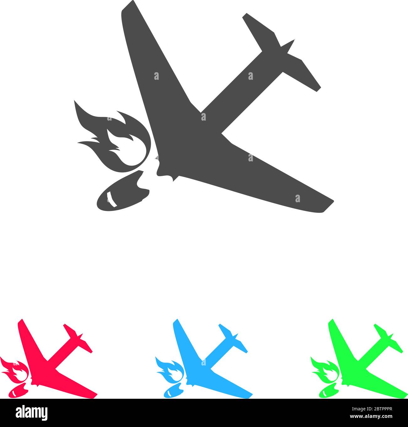 Crash plane icon flat. Color pictogram on white background. Vector ... Crash plane icon flat. Color pictogram on white background. Vector ...
