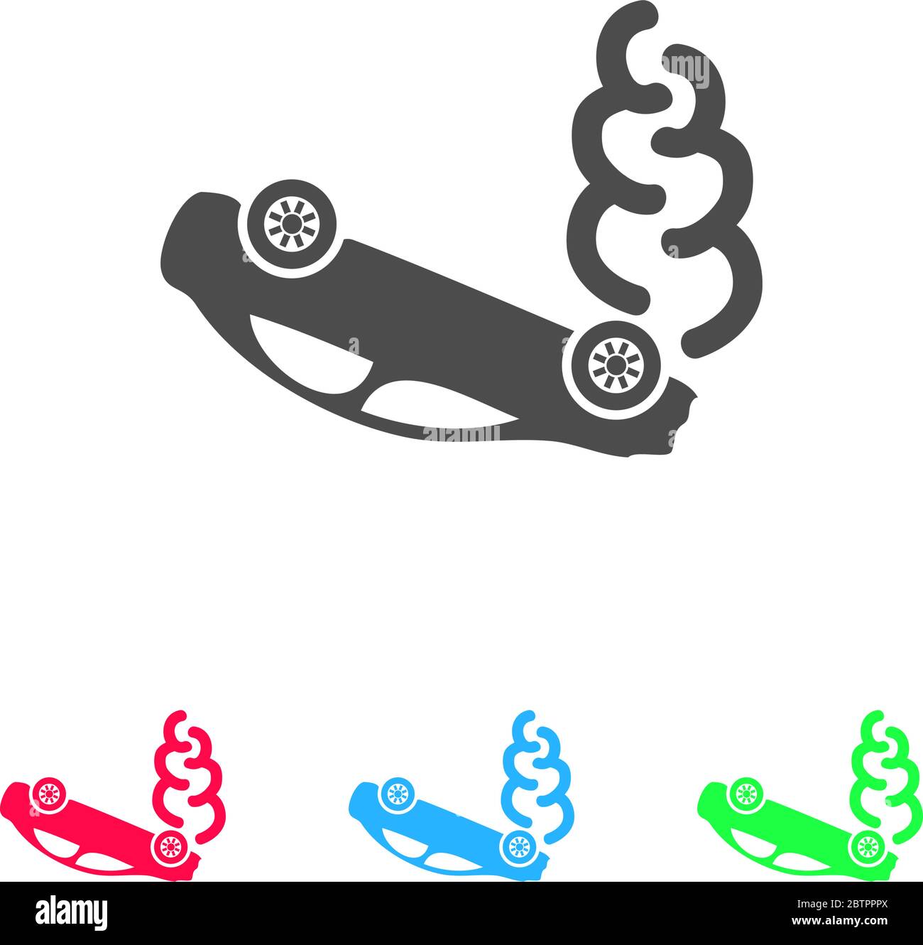 Crash car icon flat. Color pictogram on white background. Vector ...