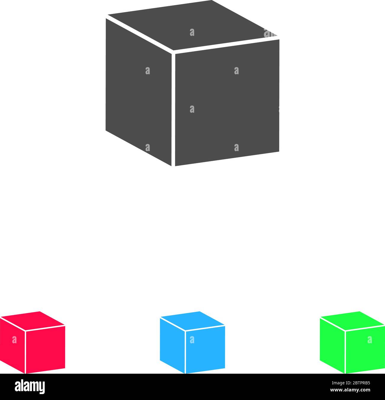 Cube icon flat. Color pictogram on white background. Vector ...